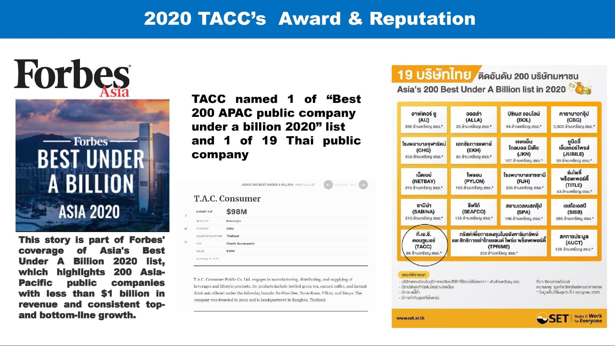 TACC บริษัทคุณภาพเยี่ยมระดับสากล