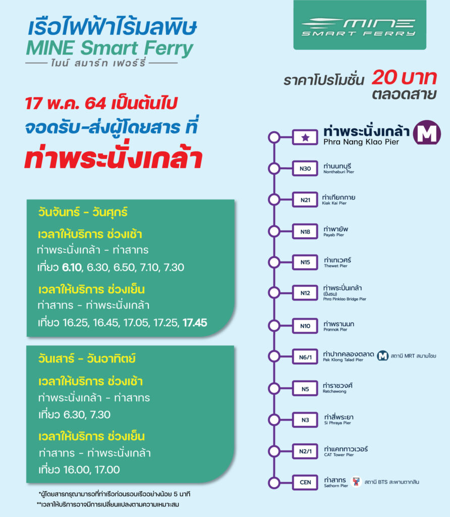 วันจันทร์ 17 พ.ค. 64 เรือไฟฟ้า MINE Smart Ferry ทดลองจอดรับ-ส่ง ...