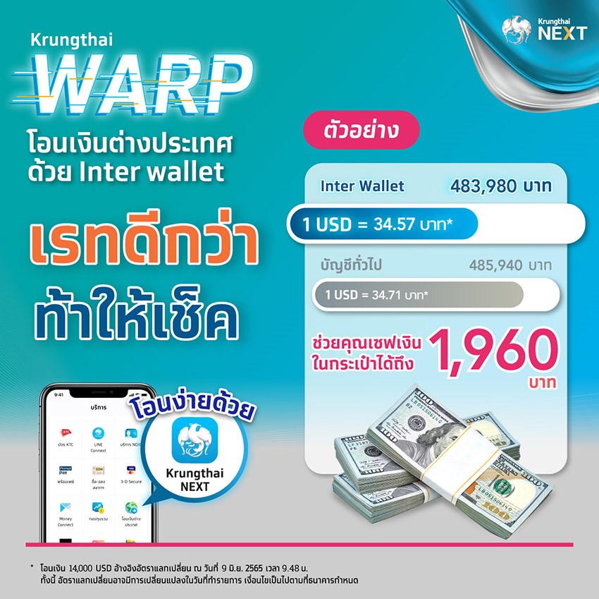 จับเทรนด์ ‘โอนเงินต่างประเทศเรทดี สะดวก ปลายทางได้เงินไว’ ผ่าน ‘Krungthai WARP’ ทริกสุดเซฟของการ ...