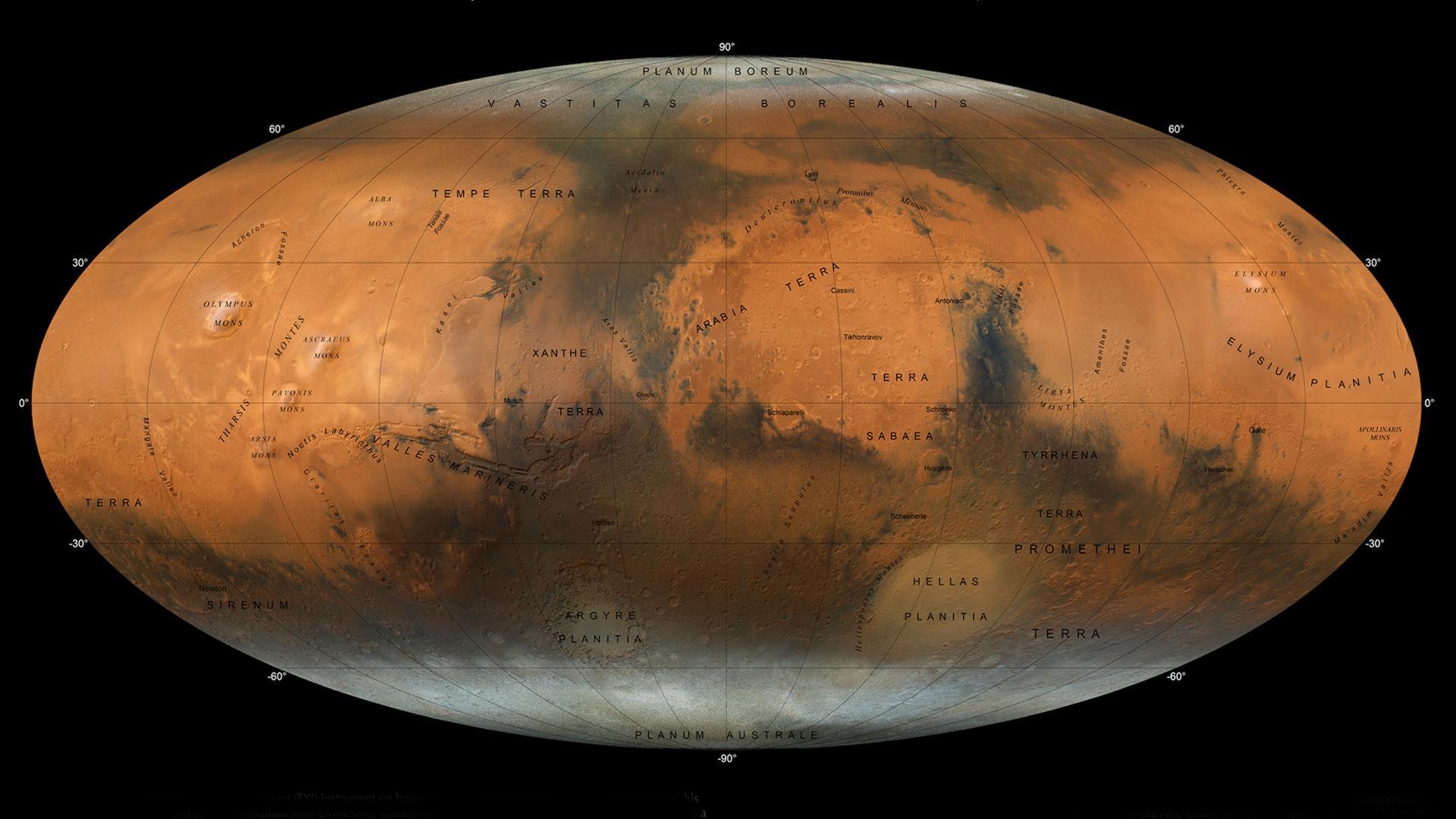 แผนที่ฉบับใหม่ เผยโฉมดาวอังคาร “ทั้งดวงในภาพเดียว” ไม่ต่างจากแผนที่โลก