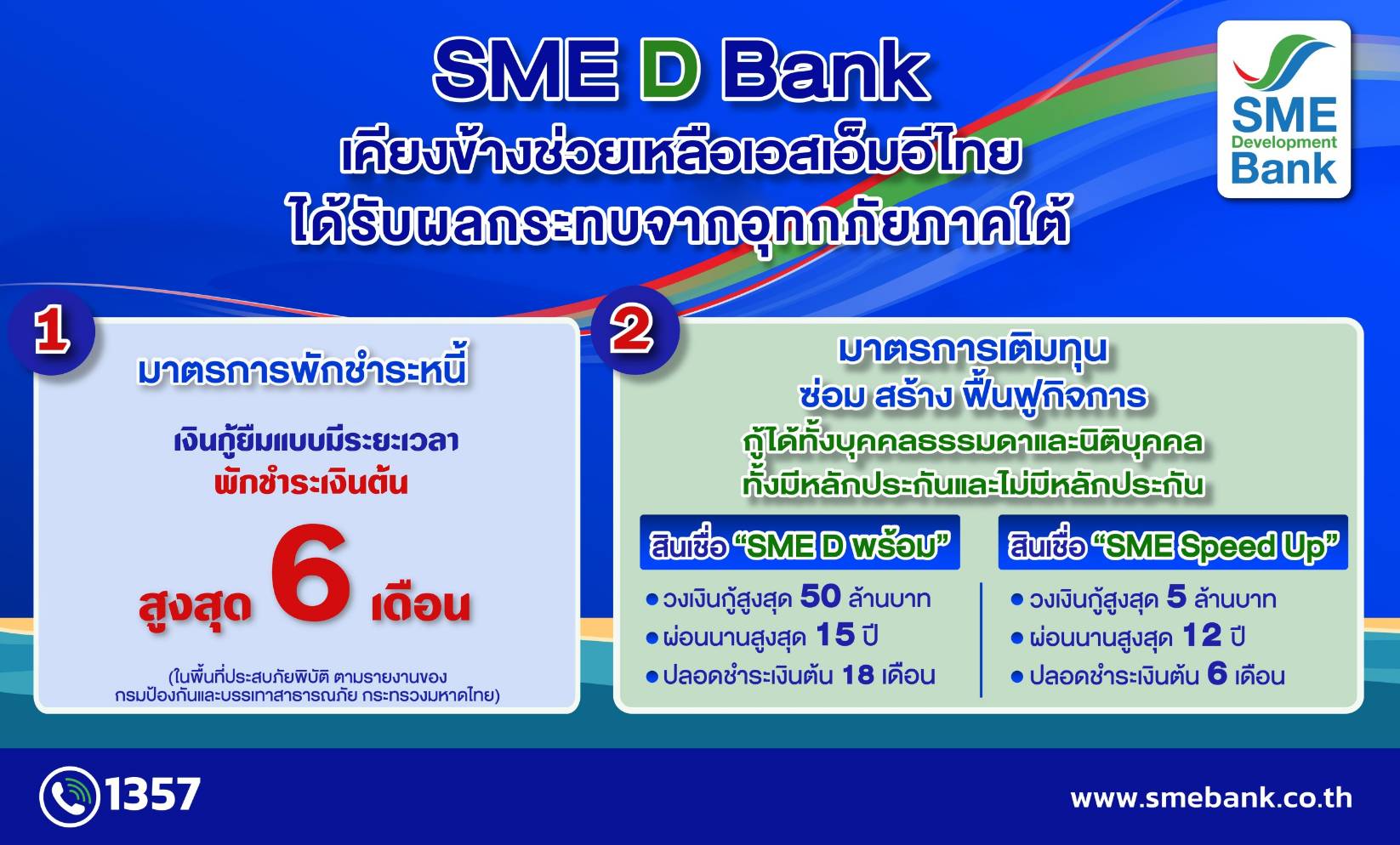 SME D BANK ผุด 2 มาตรการ ช่วยเอสเอ็มอีประสบภัยน้ำท่วมภาคใต้