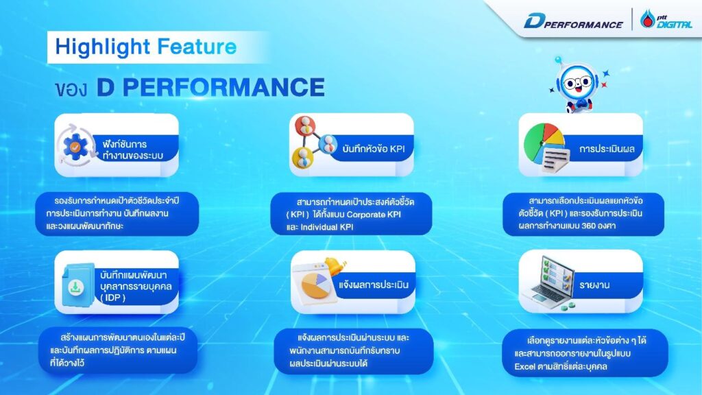 D PERFORMANCE ระบบประเมินผลปฏิบัติงาน จาก PTT Digital