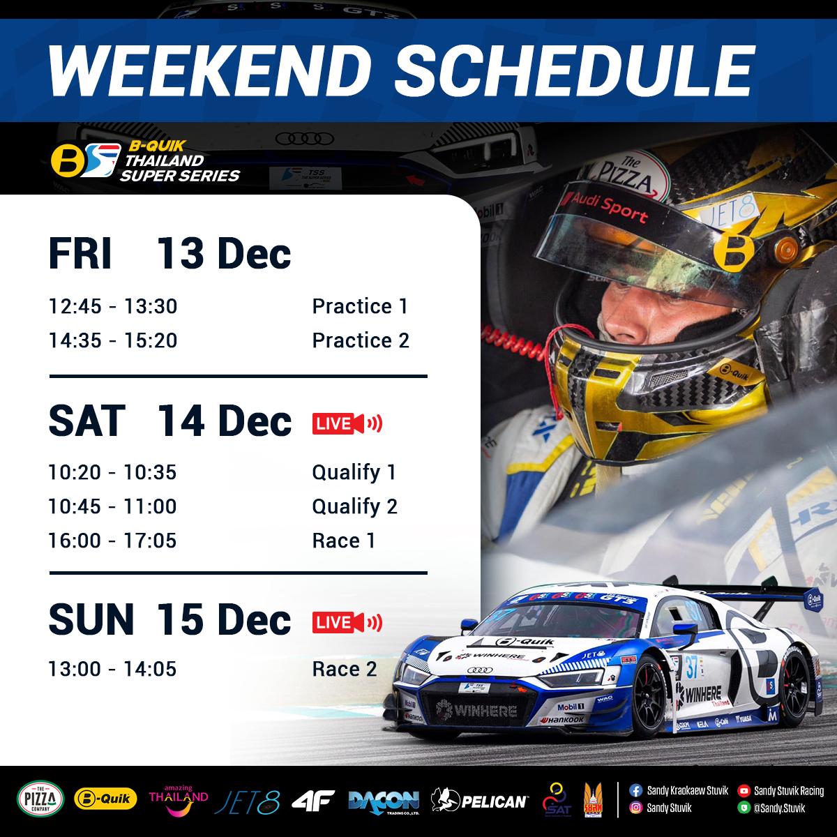 แซนดี้ พร้อมจัดเต็มนัดชิงแชมป์ Super Car GT3 ปิดฤดูกาล Thailand Super ...