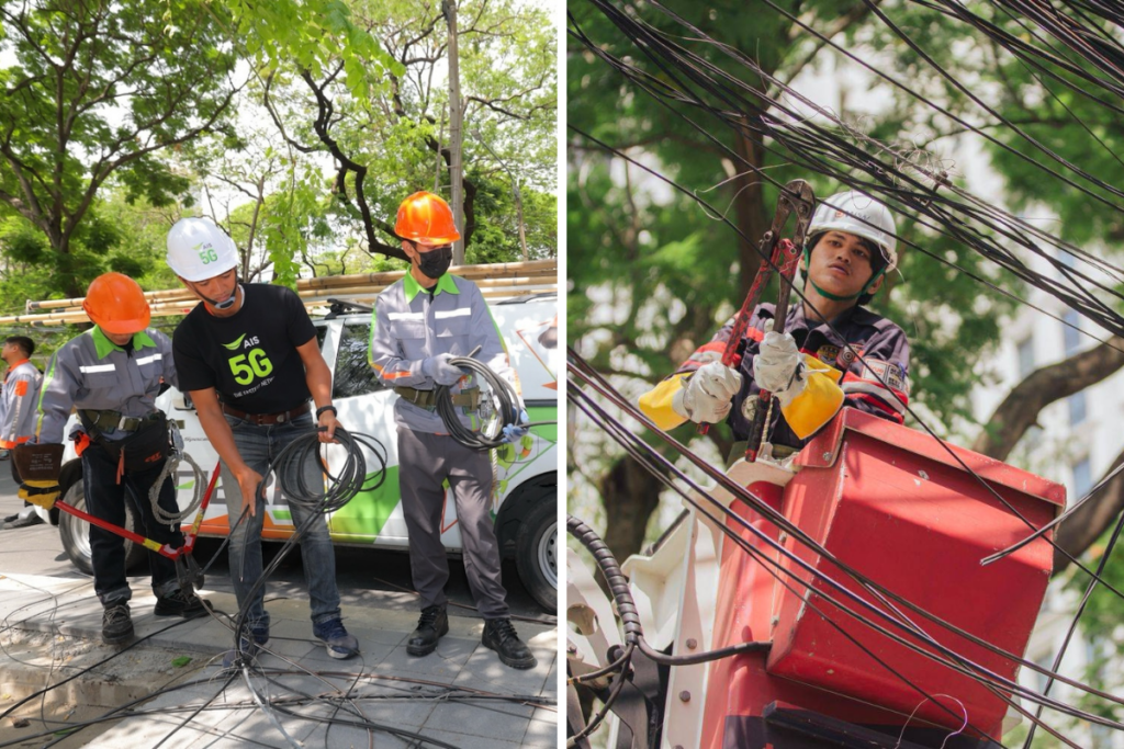 “AIS-TRUE” ร่วมมือภาคีเครือข่าย จัดระเบียบสายสื่อสาร ถนนวิทยุ