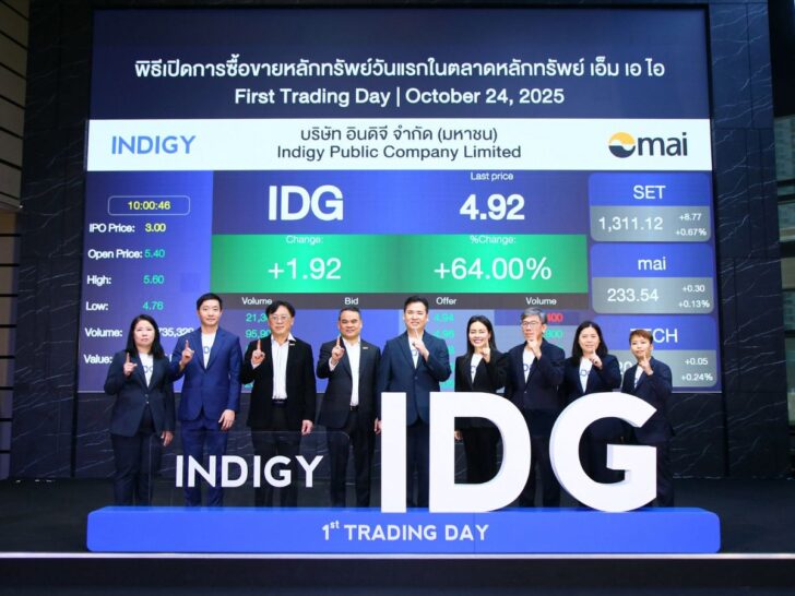 IDG เทรดวันแรกพุ่งแรง เหนือจอง 80% ราคาเปิด 5.40 บาท